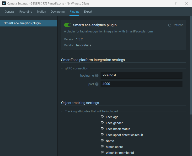 Nx Witness integration - Innovatrics Face Recognition