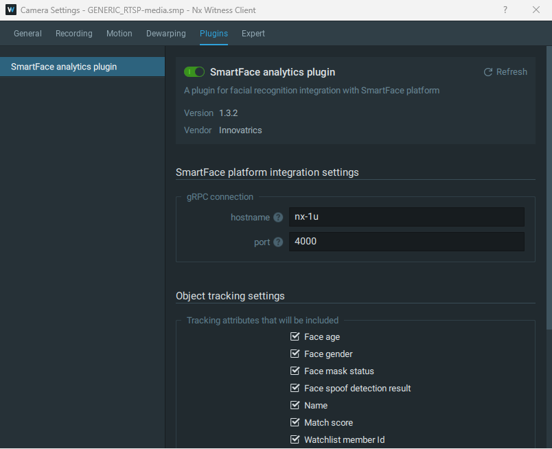 Nx Witness integration - Innovatrics Face Recognition